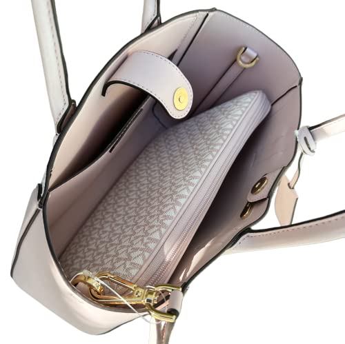 Michael Kors Kali Medium Satchel Tote Crossbody Signature MK + Ipad Case (Pink Optic White Rose Gold)