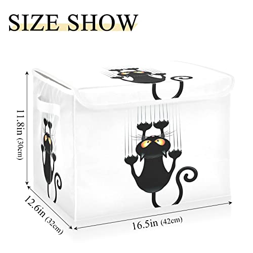 Blueangle Collapsible Storage Boxes 1 Pack, Cat Paw Print Storage Baskets with Lids and Handle for Home Bedroom Closet Office(905)