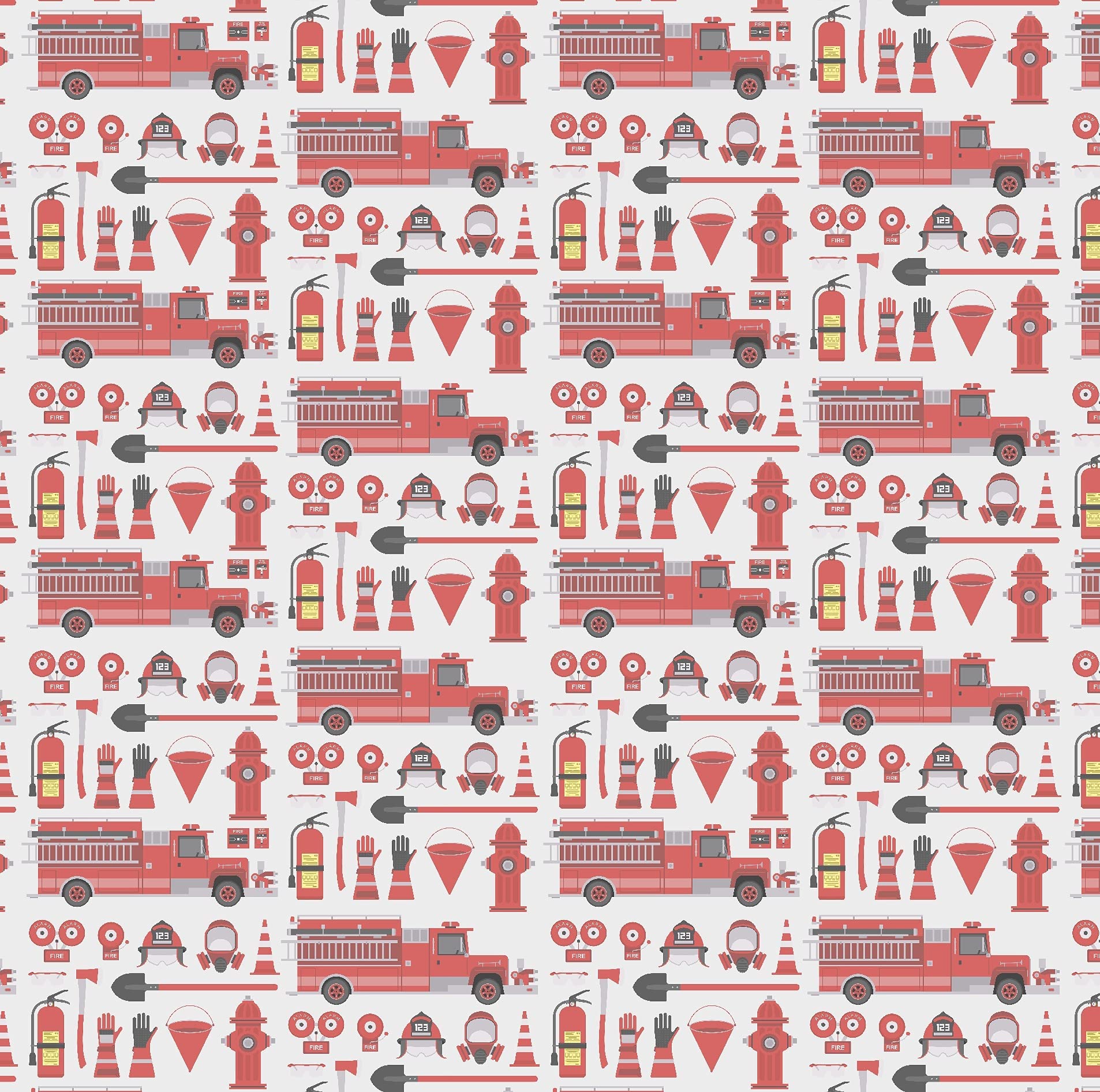 Stesha Party Firetruck Gift Wrap Firefighter Paper - Folded Flat 30 x 20 Inch - 3 Sheets