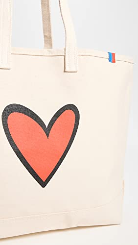 KULE Women's Over The Shoulder Heart Tote, Canvas, Off White, One Size