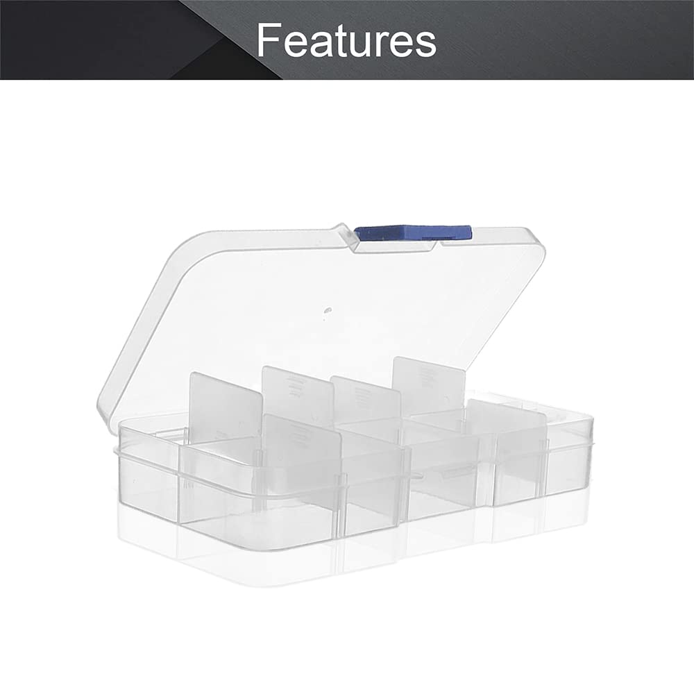 Utoolmart 10 Grid Plastic Transparent DIY Parts Storage Box, Removable Partition, Jewelry Storage Box, Screws, Handicrafts, Parts Storage Box