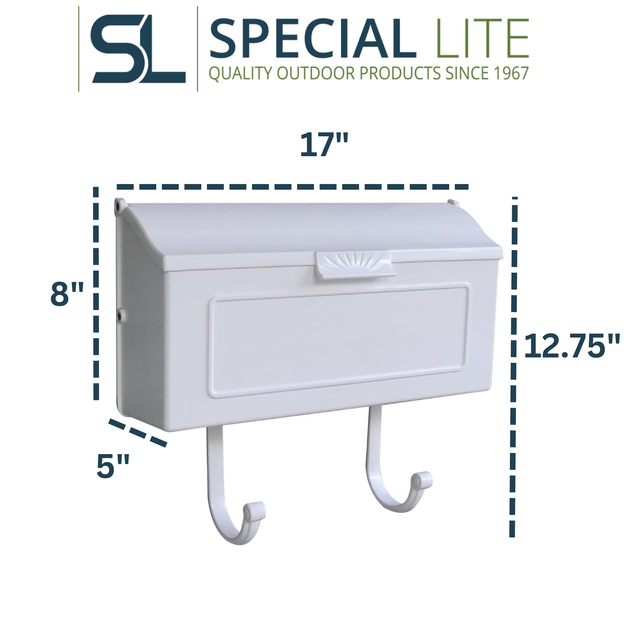 Special Lite Horizon Horizontal Wall Mount Mailbox - White Aluminum Mailbox for Wall Mount - SHH-1006-WH