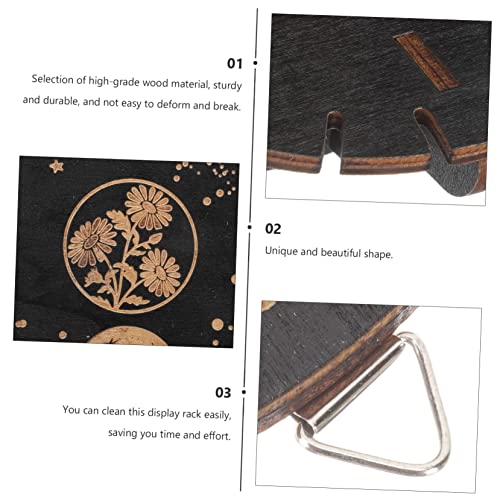 CIYODO 2pcs Storage Wall Shelves Black Wall Shelves Ornament Display Stand Crystals Stones Wall Shelf Stone Shelf Wooden Crystal Rack Ledge Base Hand Frame Party Display Holder Black Shop