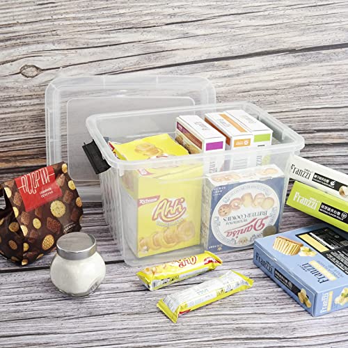 Ucake 12 Quart Clear Plastic Storage Box, Latching Box with Lid and Handle, Set of 6