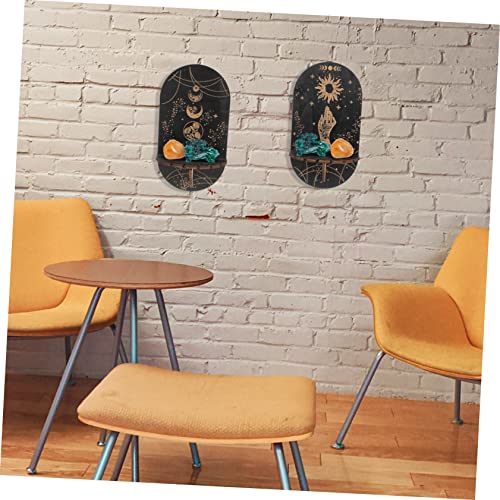 CIYODO 2pcs Storage Wall Shelves Black Wall Shelves Ornament Display Stand Crystals Stones Wall Shelf Stone Shelf Wooden Crystal Rack Ledge Base Hand Frame Party Display Holder Black Shop