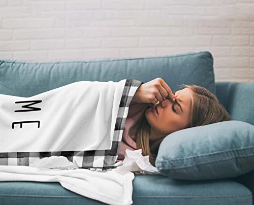 Flannel Fleece Blanket Soft Comfy Throw Blankets 50x60in Easter Colorful Cartoon Rabbit Peeps Warm Cozy Fluffy Plush Lightweight Throw Blanket for Couch Bed Sofa Travel Quote and White Black Lattice
