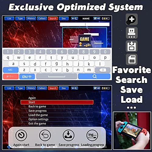 X51 Handheld Game Console 5.0 inch Pro Retro Games Consoles Classic Video Games Built-in Preinstalled Rechargeable Battery Portable Style Gaming Consoles 64GB Blue Red