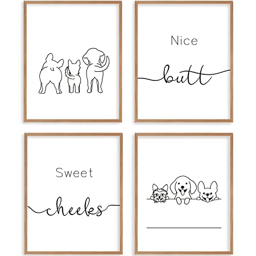 Erctoo Bathroom Decor Wall Art, Funny Farmhouse Wall Decor Prints for Bathroom Bedroom, Minimalist Black and White Wall Art Decor, Kids Bathroom Decor, Cute Puppy Decor 8x10 Unframed
