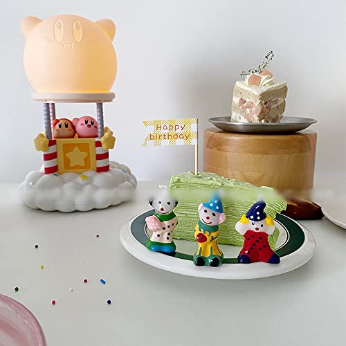 Clown Birthday Candles, Circus Carnival Themed Candles for Birthday Party Baby Shower Cake Cupcake Decorations - Set of 3