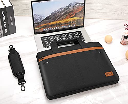 KCY Laptop Bag Case 15.6 Inch with Shoulder Starp, Slim Computer Sleeve Cover Compatible with MacBook Air 15 M2, New MacBook Pro 16 M1 2021-2023, 15-16 Inch Hp Lenovo Dell Acer Asus Notebook, Black