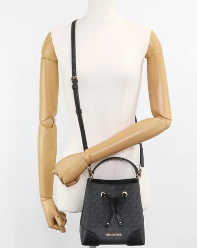 Michael Kors XS Suri Mini Bucket Crossbody Drawstring Shoulder Bag 35F2GM9M1B PVC (Black PVC)
