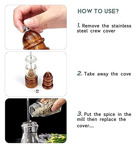 JGATW Pepper Grinder Salt and Pepper Shakers ,Adjustable Coarseness,Wood and Acrylic Salt and Pepper Grinder Set Pepper Salt Grinder (Color : 2pc, Size : 22 * 5.5cm)