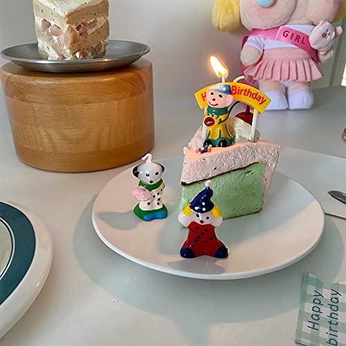 Clown Birthday Candles, Circus Carnival Themed Candles for Birthday Party Baby Shower Cake Cupcake Decorations - Set of 3