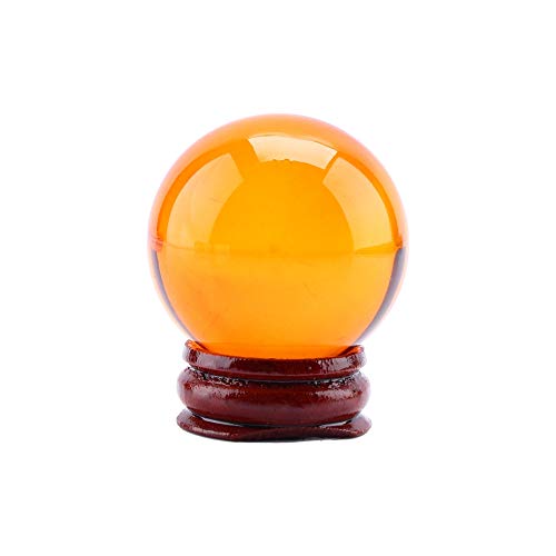 40 MM Citrine Crystal Sphere Ball, Feng Shui Crystal Natural Transparent Crystal Ball Citrine Quartz Crystal with Holder for Wealth