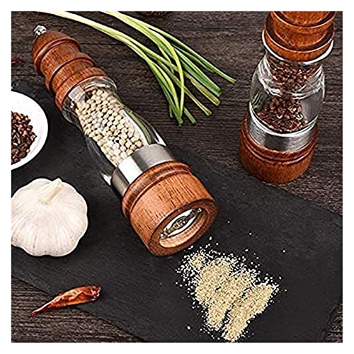 JGATW Pepper Grinder Salt and Pepper Shakers ,Adjustable Coarseness,Wood and Acrylic Salt and Pepper Grinder Set Pepper Salt Grinder (Color : 2pc, Size : 22 * 5.5cm)