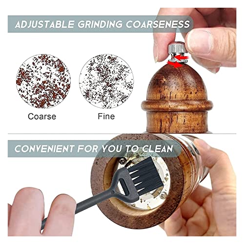 JGATW Pepper Grinder Salt and Pepper Shakers ,Adjustable Coarseness,Wood and Acrylic Salt and Pepper Grinder Set Pepper Salt Grinder (Color : 2pc, Size : 22 * 5.5cm)