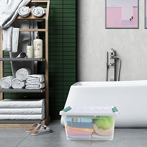 Ponpong 20 Quart Clear Plastic Storage Tote, Plastic Storage Boxes with Lids, Pack of 4