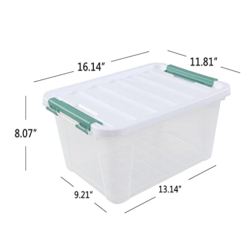 Ponpong 20 Quart Clear Plastic Storage Tote, Plastic Storage Boxes with Lids, Pack of 4