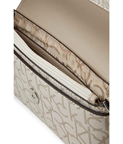 Calvin Klein Key Item Flap Signature Crossbody Vanilla/Khaki/Mushroom PROCESSING PROCESSING