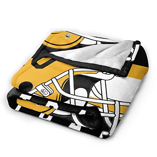 RUNMIND Pittsburgh Blanket Custom Blankets Personalized Fleece Throw Blankets Name Number for Fans Gifts, Black Yellow, 50''x40''/60''x50''/80''x60''