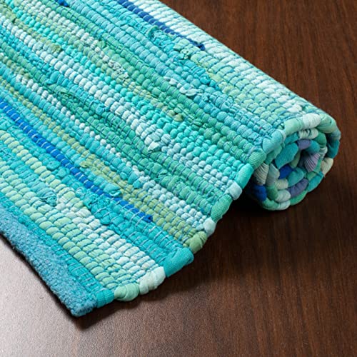 KEMA Cotton Chindi Rag Rug, Boho Farmhouse Rustic Area Accent Throw Rug, Handwoven Reversible Natural Yarn,Living Room Den Study Home Décor Gift, 20x32 Inch