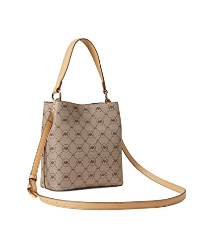 Anne Klein AK Logo Varsity Stripped Mini hobo, Cream-Brown/Warm Sand w/Petunia-Brite Petal Stripe