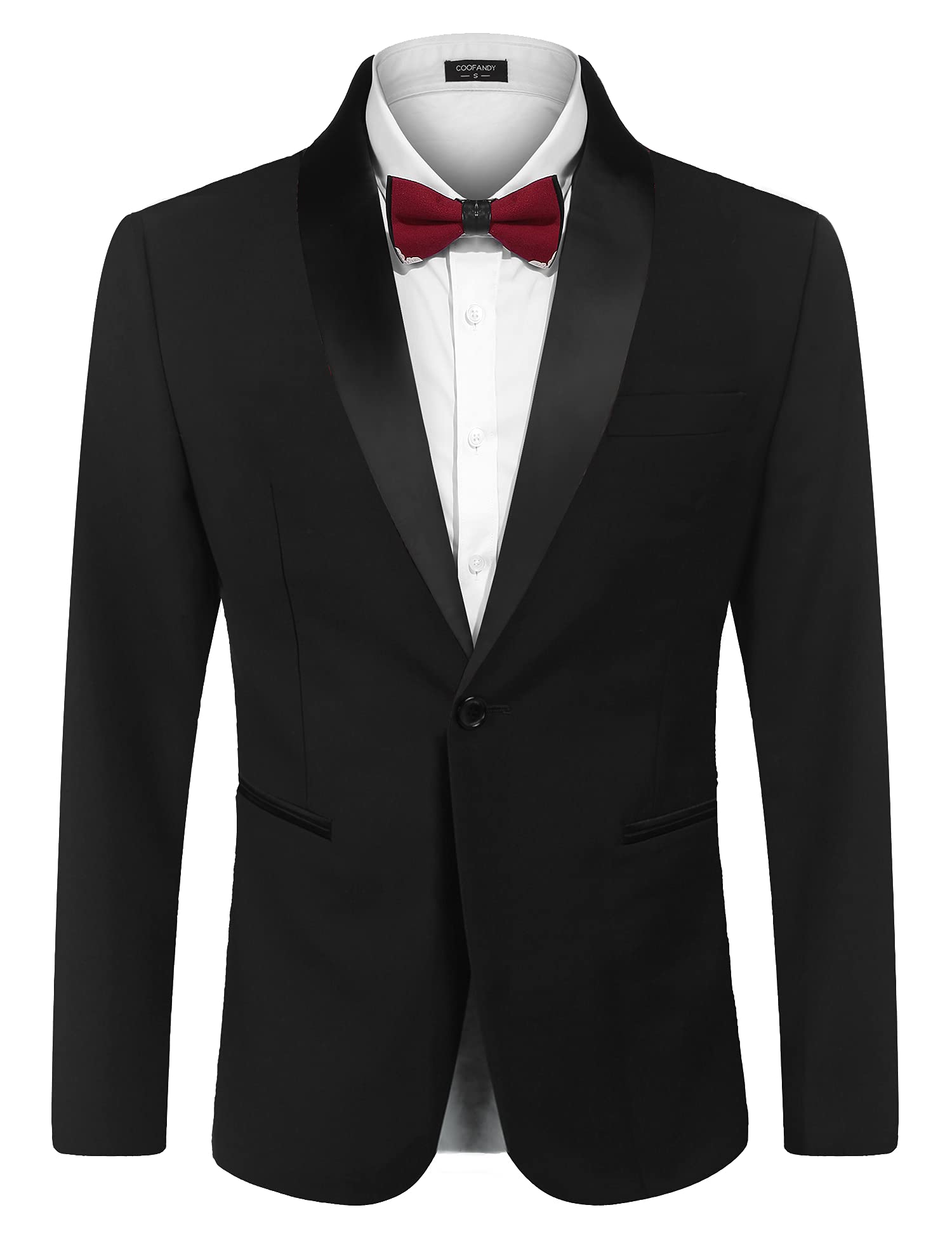 COOFANDY Men's Tuxedo Jacket Wedding Blazer One Button Dress Suit for Dinner Prom Party Black