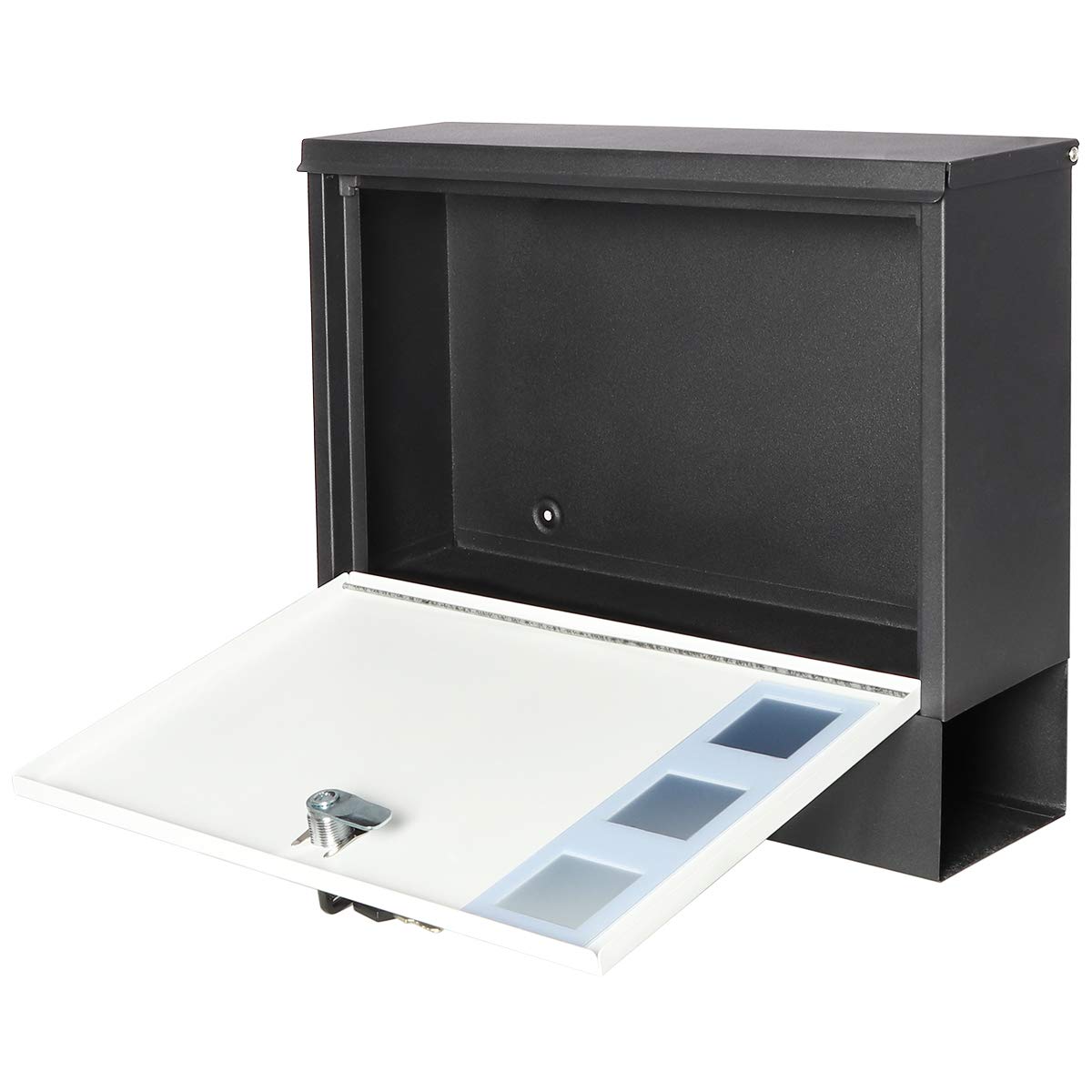 Locking Mailbox Wall Mounted Vertical– Jssmst mailboxes with Key Lock and Newspaper Compartment, Key Lock Drop Box Large Capacity, 14.3 x 3.8 x 11.8 Inch, White，SM-HPB911WN