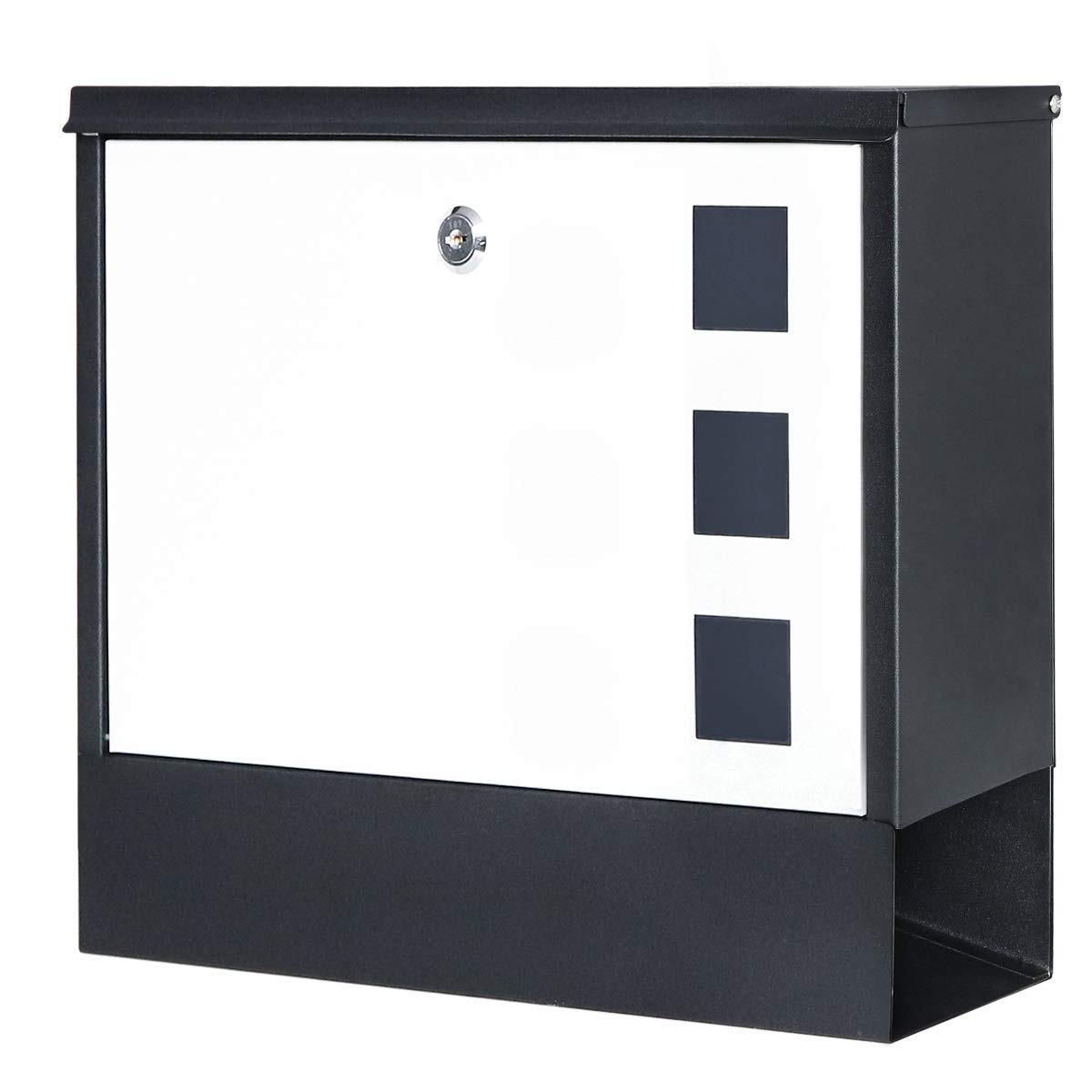Locking Mailbox Wall Mounted Vertical– Jssmst mailboxes with Key Lock and Newspaper Compartment, Key Lock Drop Box Large Capacity, 14.3 x 3.8 x 11.8 Inch, White,SM-HPB911WN
