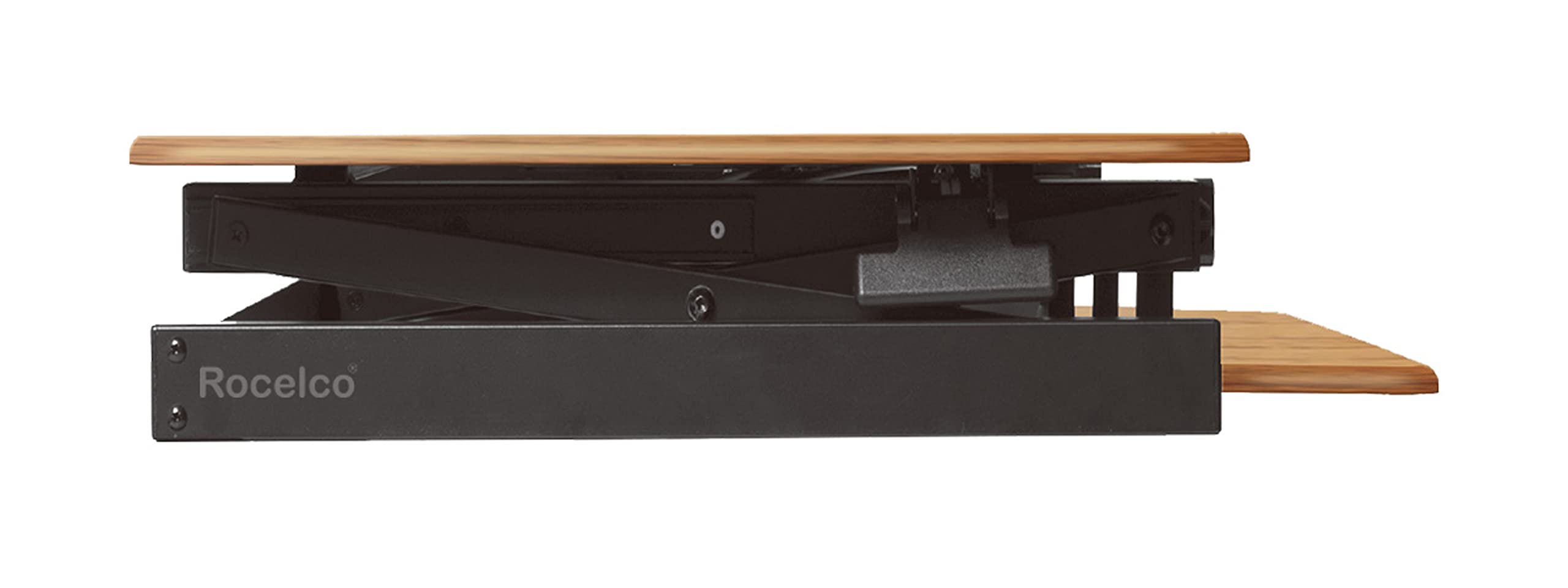 Rocelco 46" Large Height Adjustable Standing Desk Converter, Quick Sit Standup Triple Monitor Riser, Gas Spring Computer Workstation, Retractable Keyboard Tray, (R DADRT-46), Teak/Black