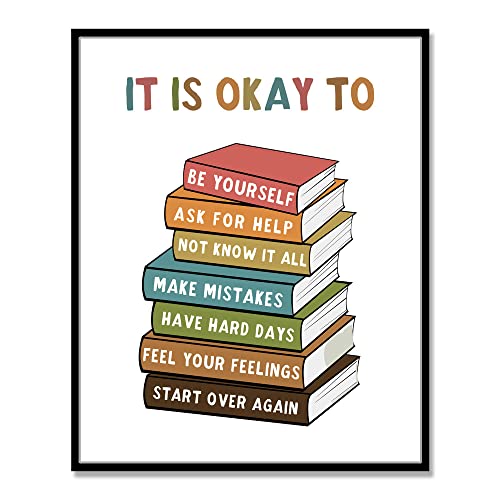 It Is Okay To Feel, Boho Classroom Decor, My Feelings, Classroom Poster, Educational Wall Art, Be Yourself, Playroom Wall Art Decor, School Counselor, Therapy Office Decor, No Framed (8X10 INCH)