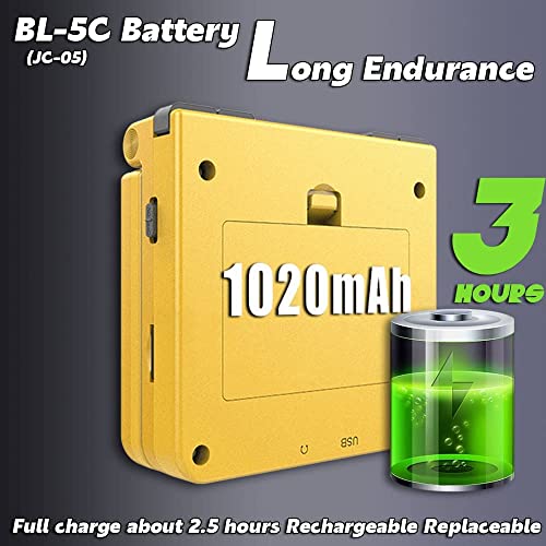V90 Retro Clamshell Game Console 3 Inch IPS Screen Open System Handheld Game Console Built-in Rechargeable Battery Portable Style Handheld Gaming Video Console System with Case (Yellow, 64G)