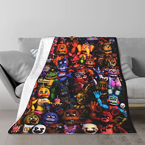 Fabhuman FNAF Throw Blanket Freddy Warm Halloween Flannel Blankets Super Soft Luxury Horror Blanket for Bed Couch Living Room All Season 50''x40''