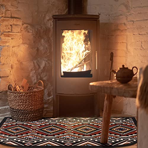 Aztec Fireplace Hearth Rug 24 x 36 Inch Fireplace Mats Southwestern Fireproof Fireplace Rug Fire Resistant Rugs for Fireplace Wood Stove Floor Protector for Kitchen Cabin Indoor Outdoor