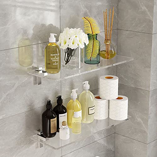 Set of 1 Invisible Wall Shelves Wall Mounted Display Shelf,Clear Acrylic Wall Shelf,Floating Shelves for Living Room ,Bedroom,Bathroom,Kitchen,Flower Stand,Office (1)
