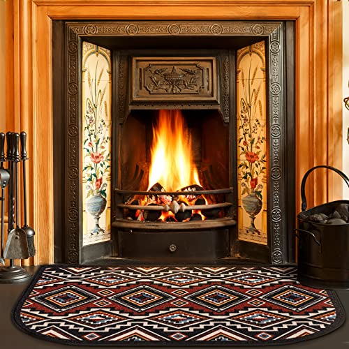 Aztec Fireplace Hearth Rug 24 x 36 Inch Fireplace Mats Southwestern Fireproof Fireplace Rug Fire Resistant Rugs for Fireplace Wood Stove Floor Protector for Kitchen Cabin Indoor Outdoor