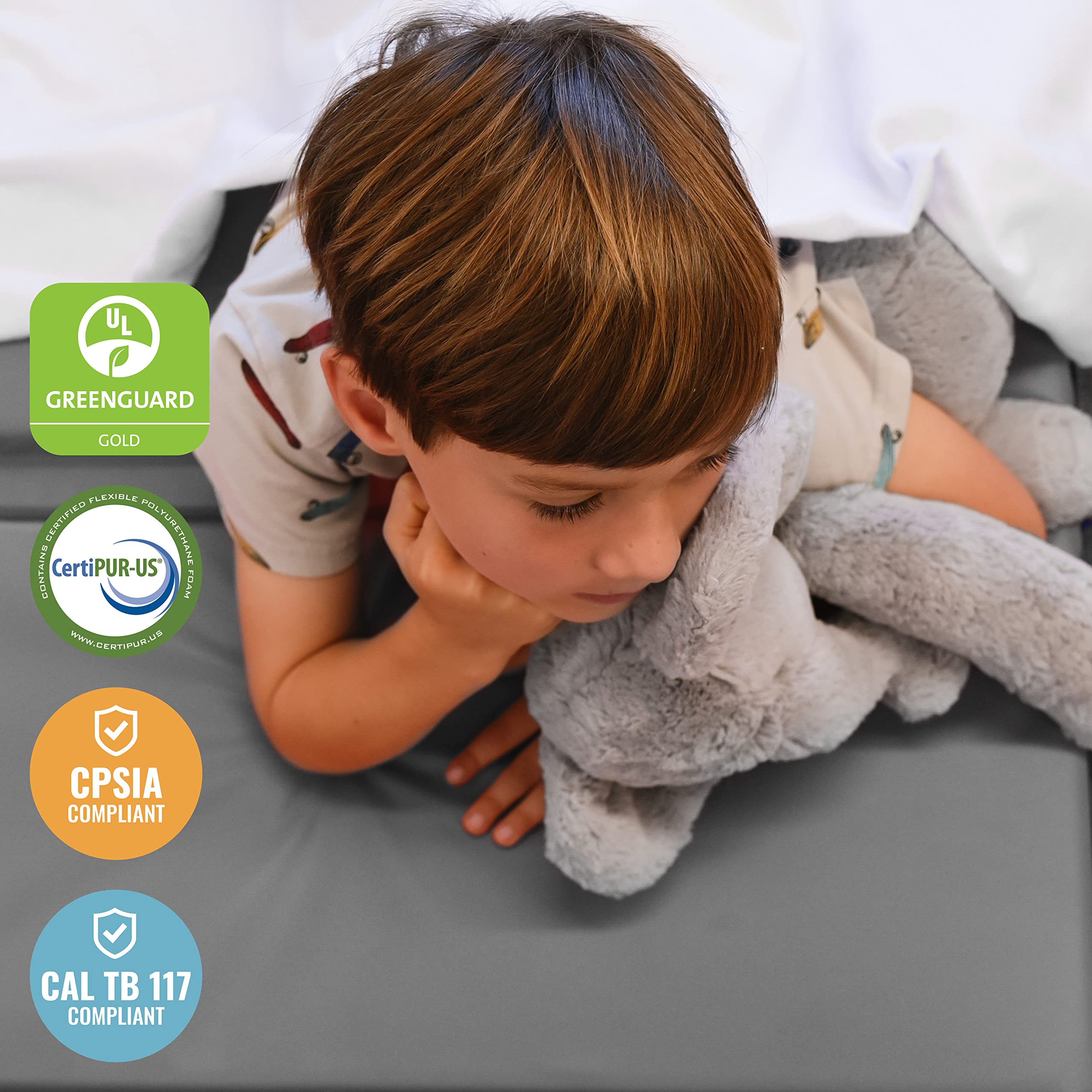 ECR4Kids Everyday 3-Fold Daycare Rest Mat, Blue and Grey (1" Thick)