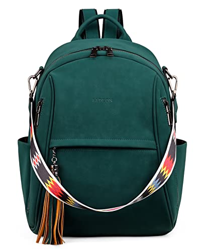 FADEON Small Backpack Purse for Women, Leather Handbags Designer Cute Roomly Ladies Shoulder Bag with Tassel
