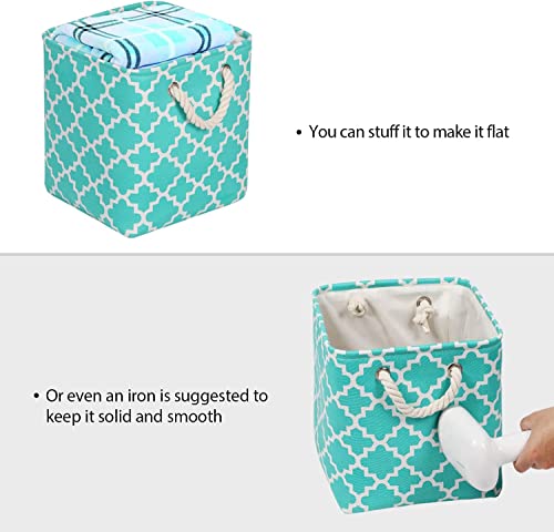 Univivi 6 Pack Storage Cubes,10.5 x 10.5 x 11 Inch Foldable Organizer Baskets with Rope Handles,Nursery Bins for Shelf,Closet(Green