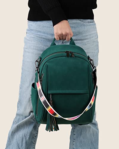 FADEON Small Backpack Purse for Women, Leather Handbags Designer Cute Roomly Ladies Shoulder Bag with Tassel