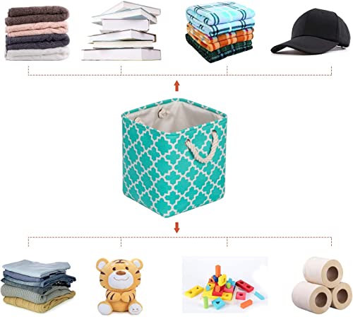 Univivi 6 Pack Storage Cubes,10.5 x 10.5 x 11 Inch Foldable Organizer Baskets with Rope Handles,Nursery Bins for Shelf,Closet(Green