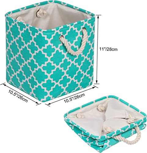 Univivi 6 Pack Storage Cubes,10.5 x 10.5 x 11 Inch Foldable Organizer Baskets with Rope Handles,Nursery Bins for Shelf,Closet(Green