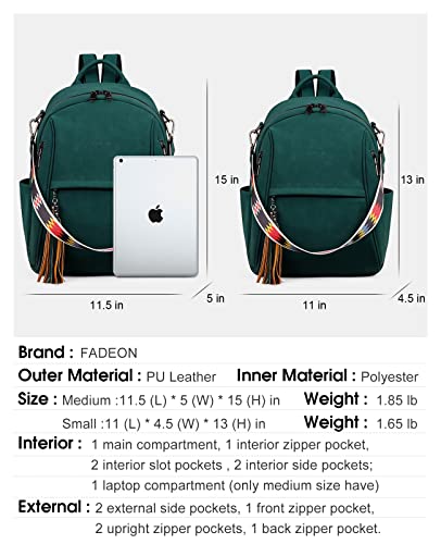 FADEON Small Backpack Purse for Women, Leather Handbags Designer Cute Roomly Ladies Shoulder Bag with Tassel