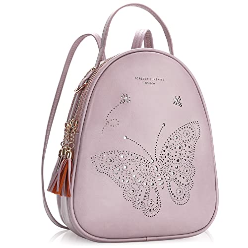 APHISON Small Backpack Purse for Women Teen Girls Cute Butterfly Mini Backpack Vegan Leather Crossbody Shoulder Bags L-PURPLE