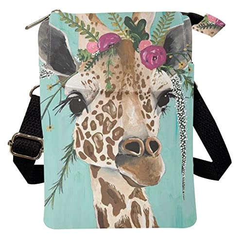 FOR U DESIGNS Cellphone Crossbody Purse for Women Mint Green Shoulder Bag Purse Bags Giraffe Print Crossbody Tote Bags Zipper Travel Handbags