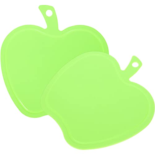 Didiseaon Apples Shape Cutting Boards with Handle for Fruit and Veggies 2pcs Small Plastic Bread Board Cheese Serving Platter Round Charcuterie Boards Green