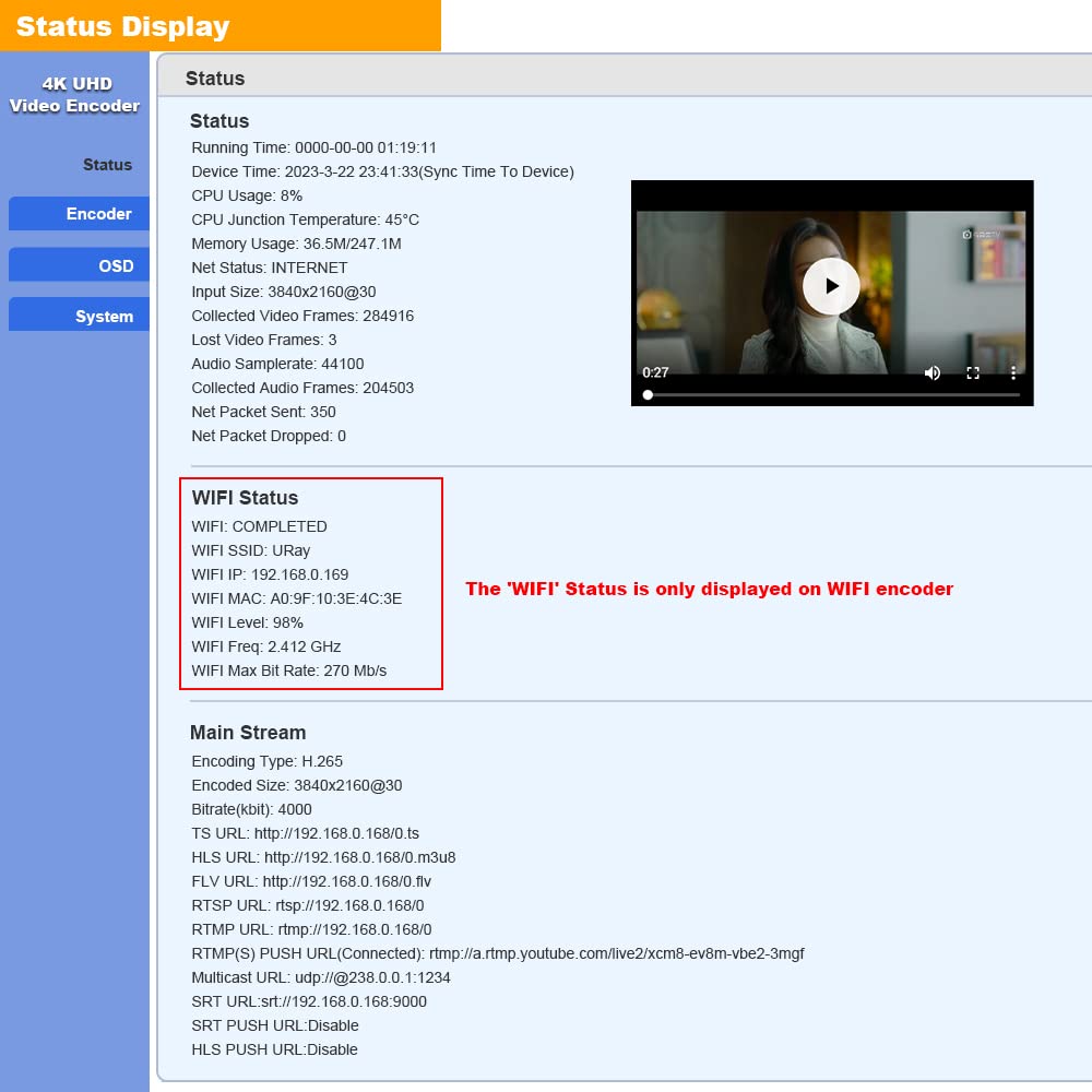 URayCoder H265 H264 4K HDMI Video Streaming Encoder IPTV with RTSP RTMPS HLS M3U8 UDP SRT ONVIF, HD HDMI to IP Live Broadcast Streamer Hardware for YouTube Facebook and Other Servers