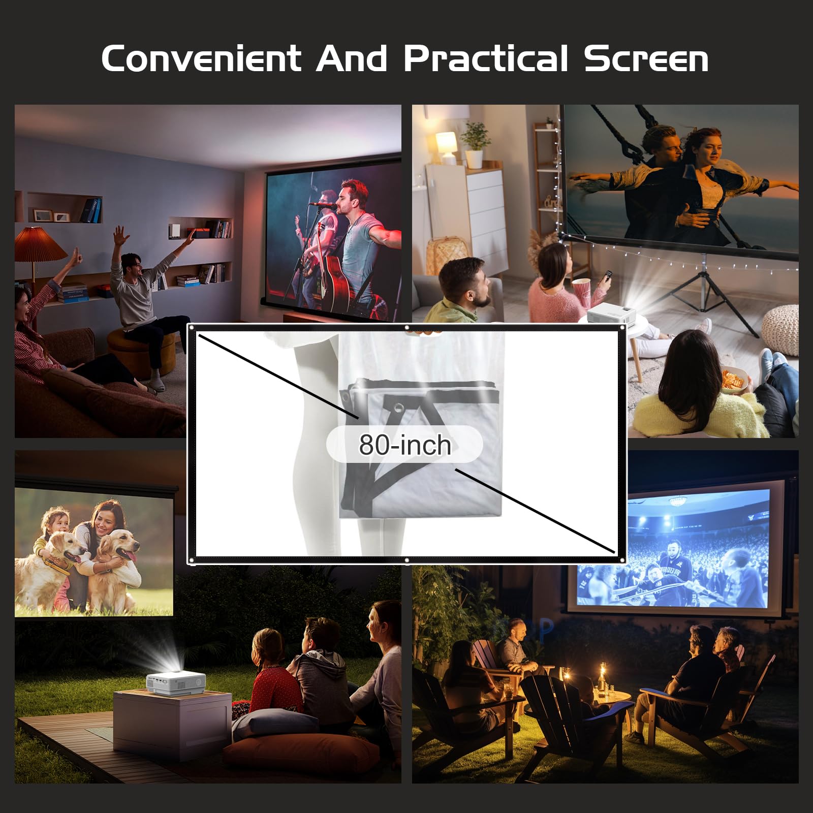 2023 Upgraded Mini Projector with Bluetooth and Projector Screen, Full HD 1080P Supported Portable Video-Projector, Home Theater Movie Projector Compatible with HDMI,VGA,USB,AV,Laptop,Smartphone