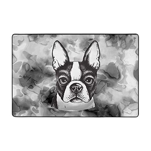 Boston Terrier Area Rug Living Room Kitchen Bedroom Sofa Bedside Carpet Floor Mats 72"X48"