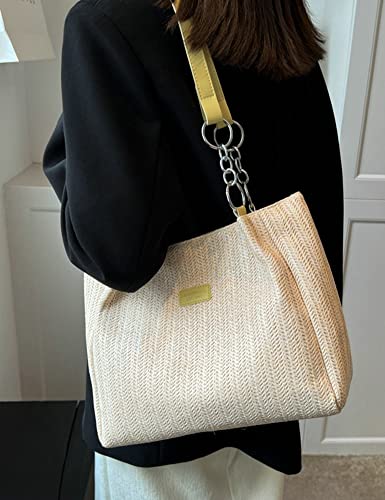 Woven Straw Bag Summer Women Large Fashion Shoulder Bag Casual Beach Travel Students Tote Bag
